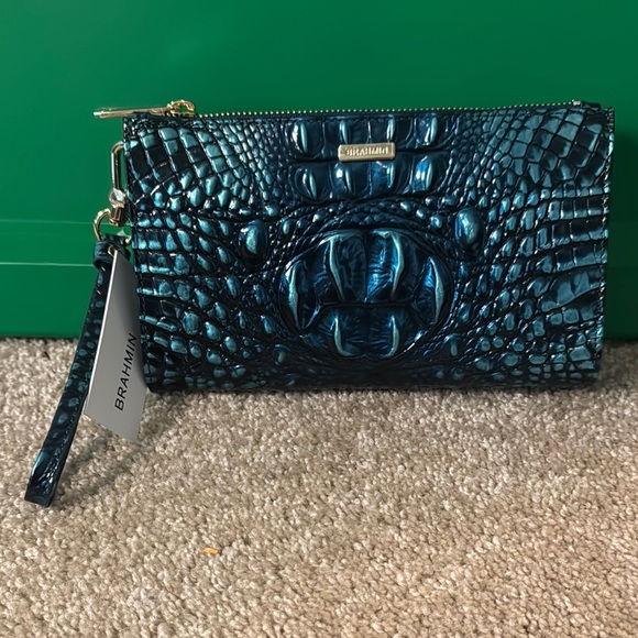 Brahmin | Bags | Brahmin Blue Crocodile Embossed Clutch | Poshmark
